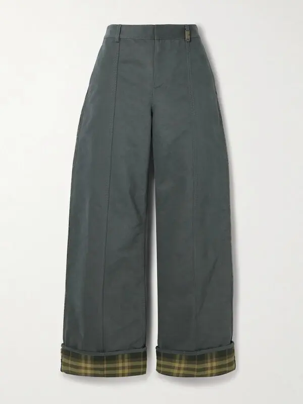 Burberry Checked Twill-trimmed Cotton-blend Pants
