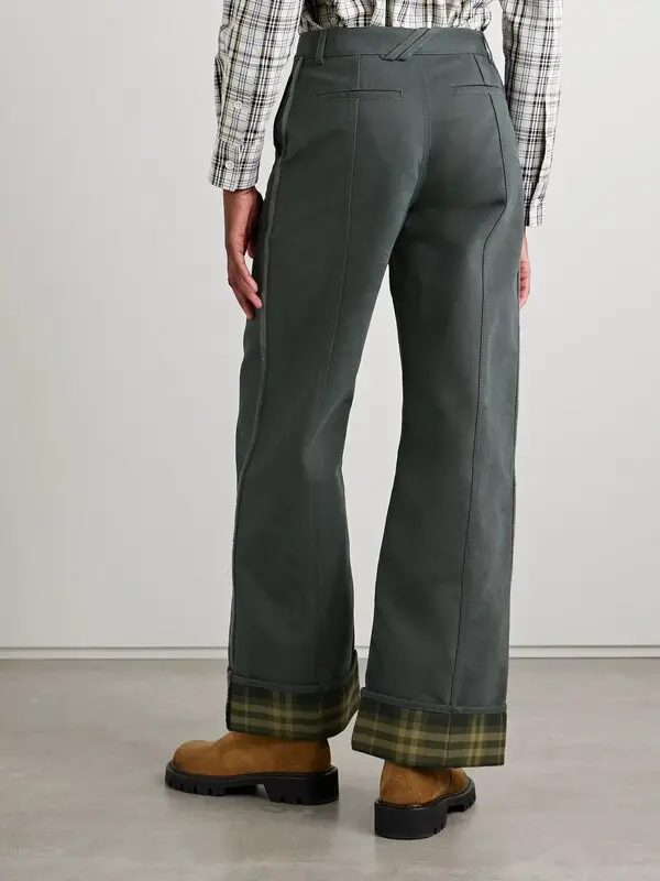Burberry Checked Twill-trimmed Cotton-blend Pants