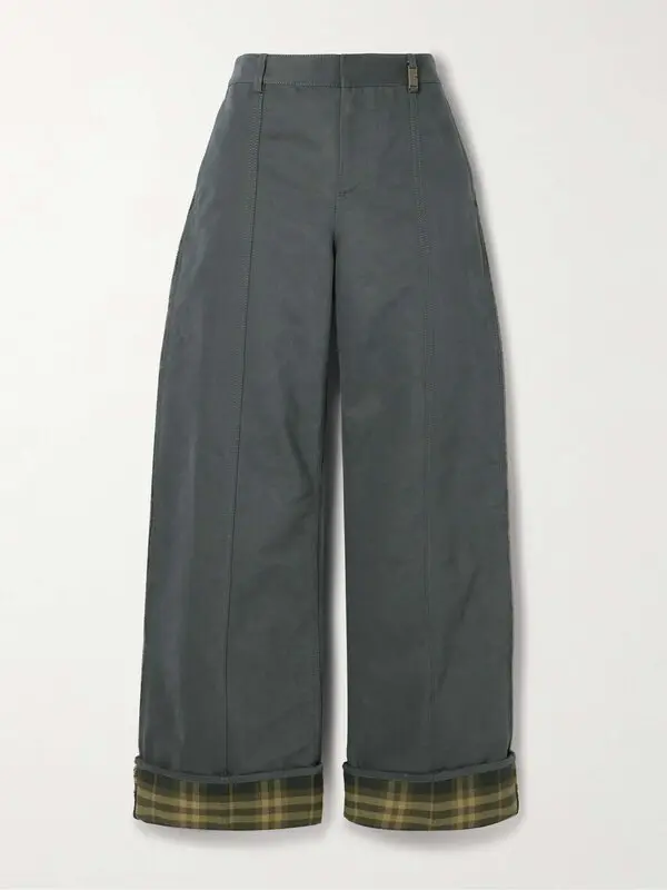 Burberry Checked Twill-trimmed Cotton-blend Pants