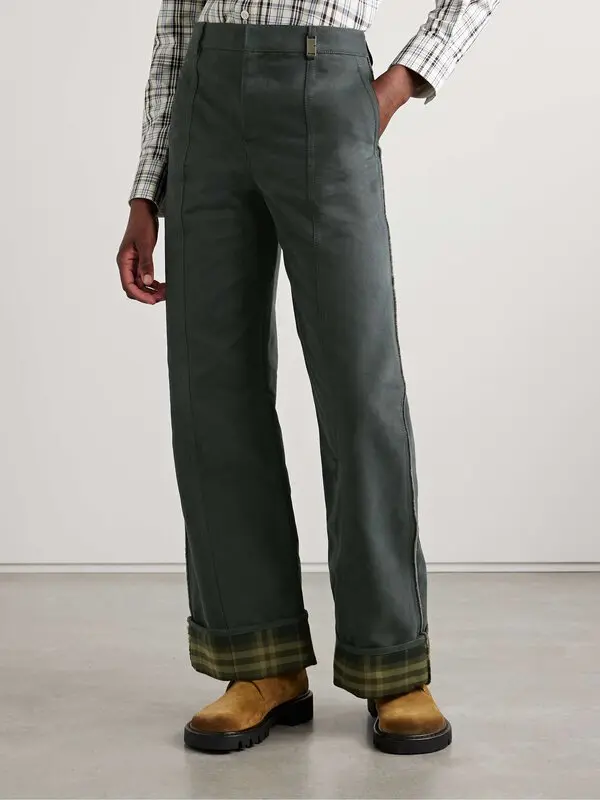 Burberry Checked Twill-trimmed Cotton-blend Pants