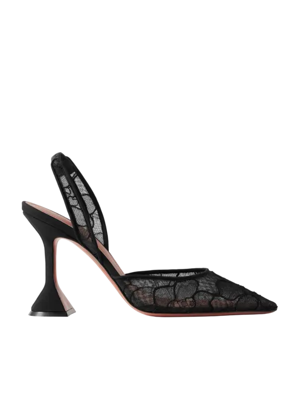 Amina Muaddi Holli Corded Lace Slingback Pumps