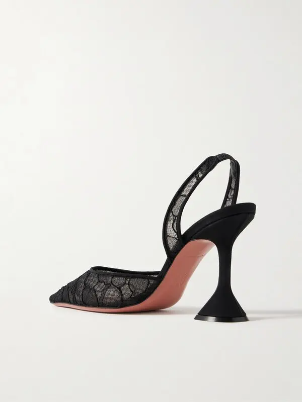 Amina Muaddi Holli Corded Lace Slingback Pumps