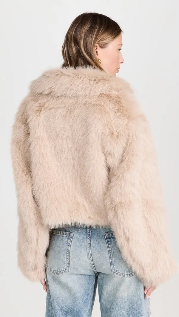 Free People Paris Cropped Faux Fur Jacket In Sand - 30% Off