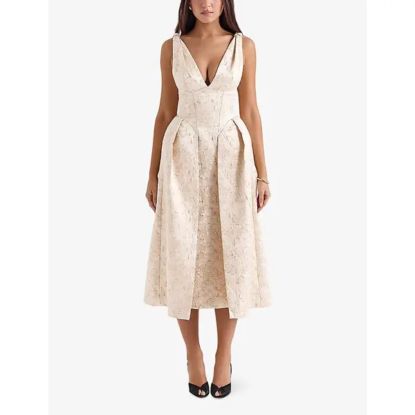 open lace back dress The Knit Pleated Dress
