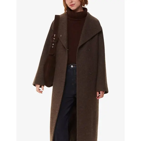 Whistles Funnel-neck Wool Coat - Cream