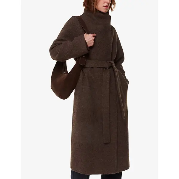 Whistles Funnel-neck Wool Coat - Cream