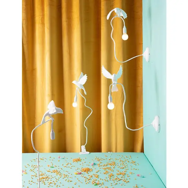SELETTI Sparrow Taking Off Resin Clamp Lamp 100cm