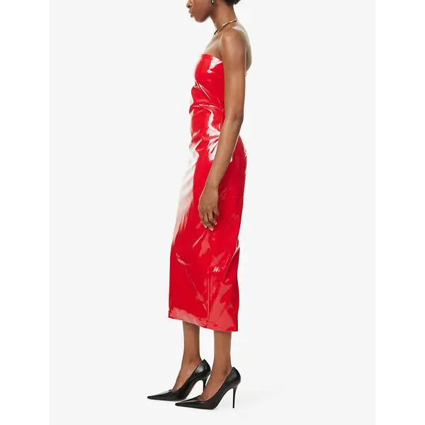Cultnaked Faux Leather Midi Dress - Red Patent | Editorialist