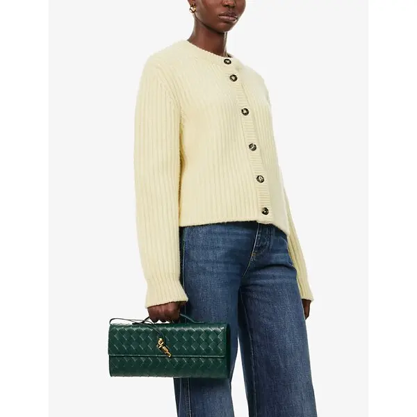 Bottega Veneta Andiamo Leather Clutch - Emerald Green-m Bras