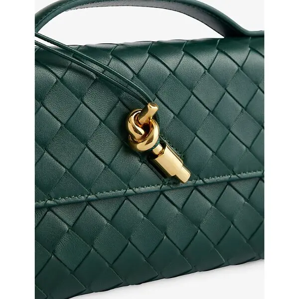 Bottega Veneta Andiamo Leather Clutch - Emerald Green-m Bras