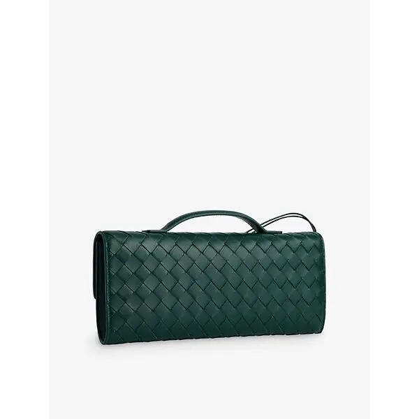 Bottega Veneta Andiamo Leather Clutch - Emerald Green-m Bras