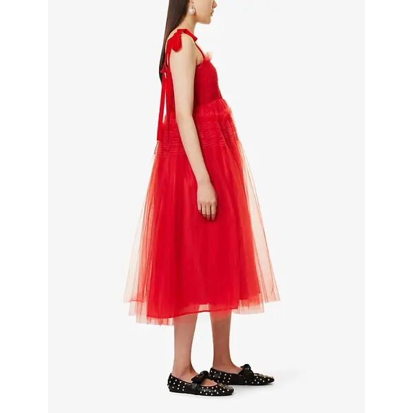 Sister Jane Tulle Woven Midi Dress In Red - 51% Off | Editorialist