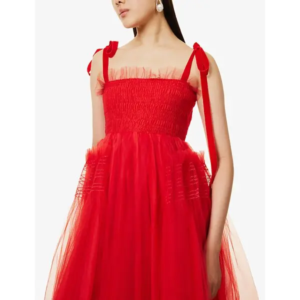 Sister Jane Tulle Woven Midi Dress In Red - 51% Off | Editorialist