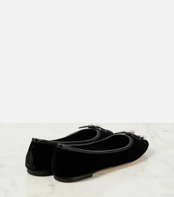 JIMMY CHOO Elme Velvet Ballet Flats - Black