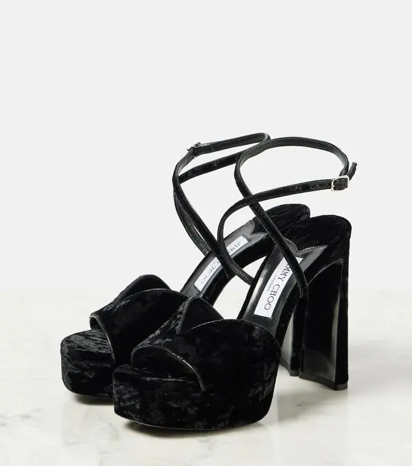 JIMMY CHOO Karli 125 Velvet Platform Sandals