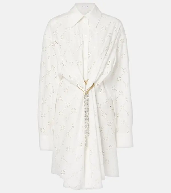 AREA Draped Shirt Dress - White