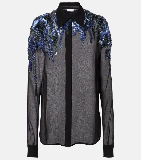 Dries Van Noten Sequined Chiffon Blouse