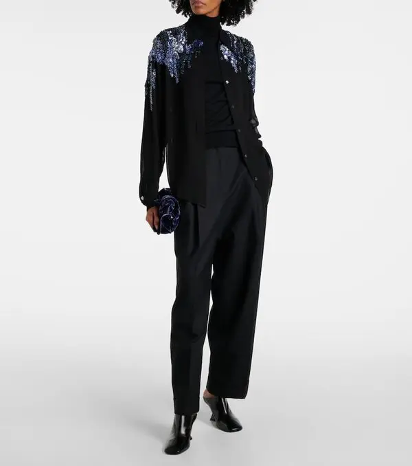 Dries Van Noten Sequined Chiffon Blouse
