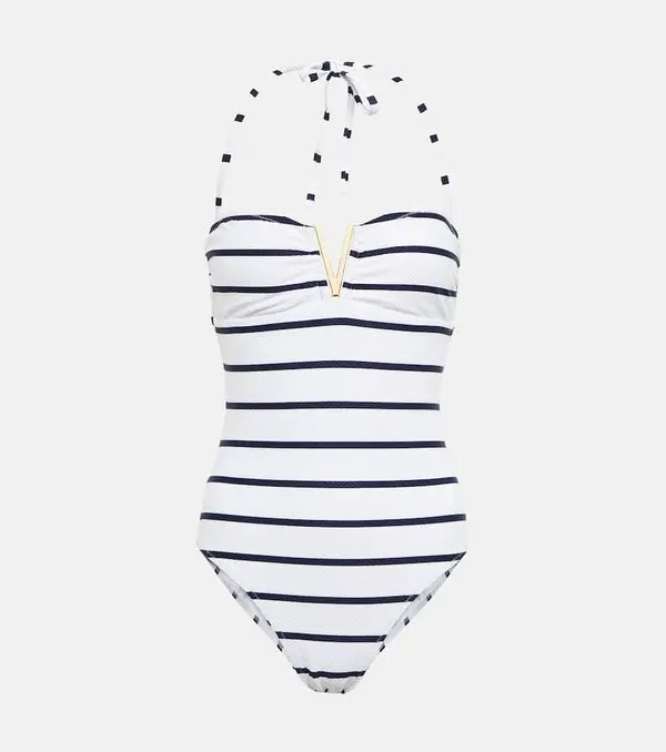 Heidi Klein Long Island Striped Swimsuit - White