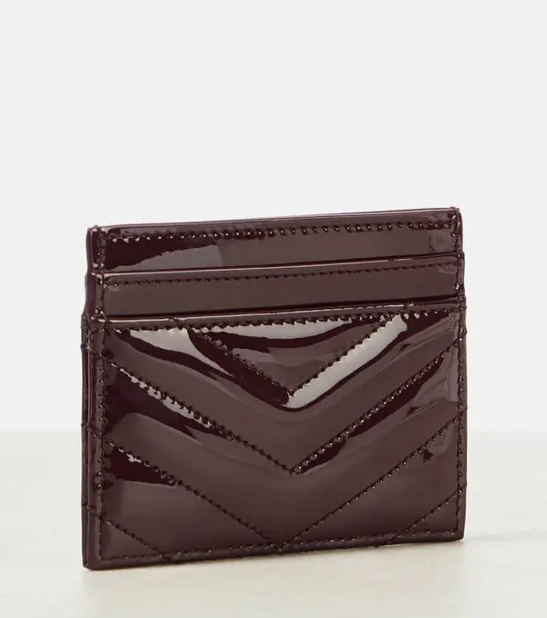 Saint Laurent Cassandre Patent Leather Card Holder - Burgundy