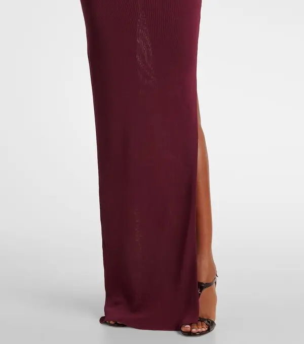 AYA MUSE Draped Halterneck Gown - Burgundy