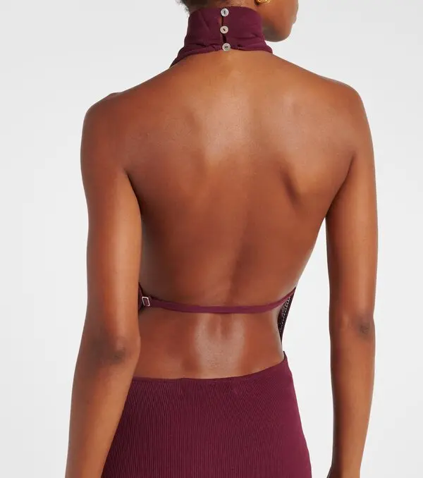AYA MUSE Draped Halterneck Gown - Burgundy
