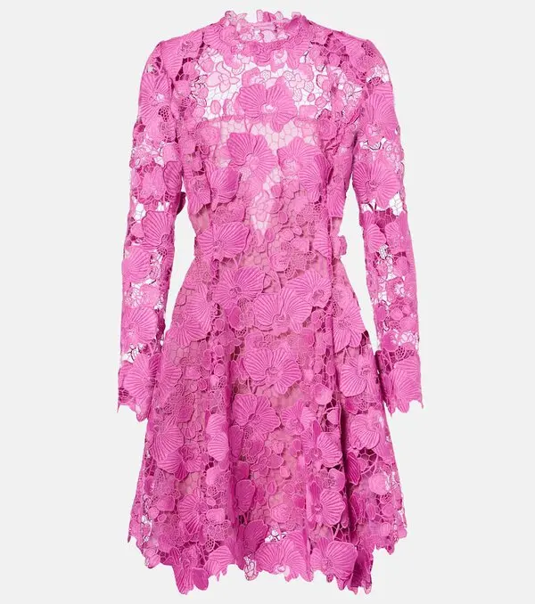 Oscar De La Renta Floral Lace Mini Dress