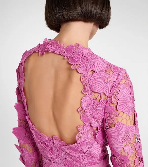 Oscar De La Renta Floral Lace Mini Dress