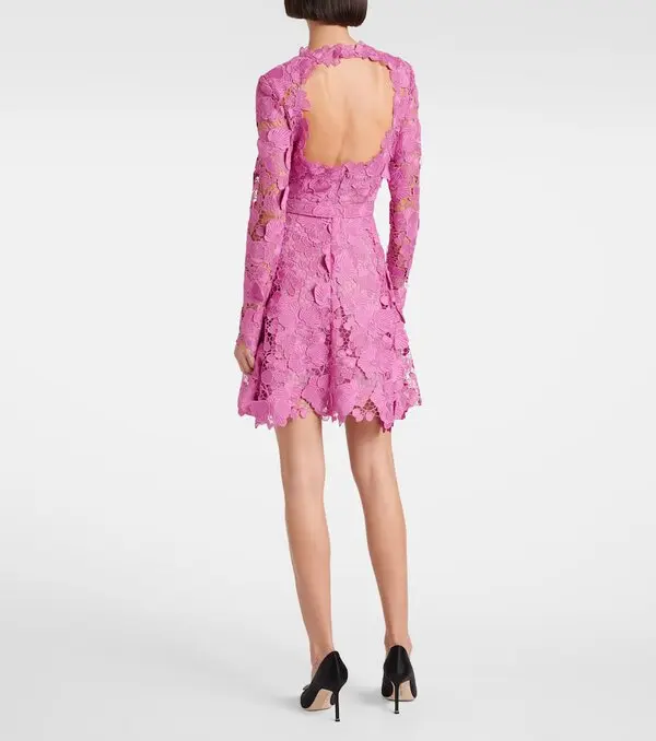 Oscar De La Renta Floral Lace Mini Dress