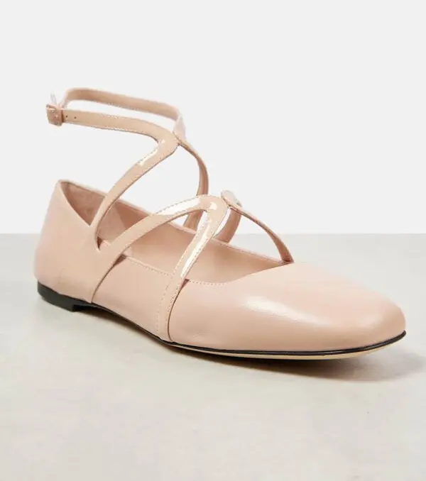 JIMMY CHOO Astoria Leather Ballet Flats With Buckle-fastening Ankle Strap