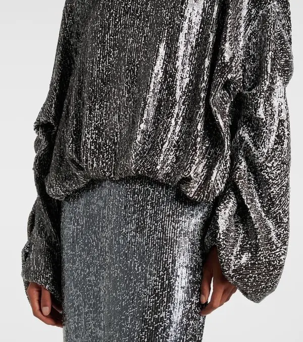 Dries Van Noten Sequined Gathered Blouse