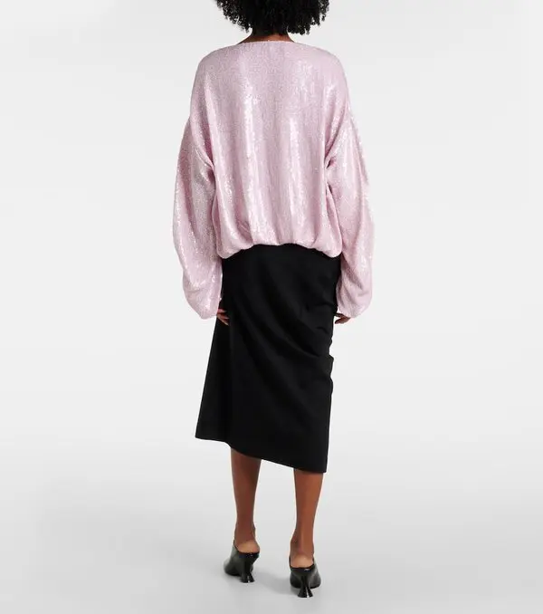 Dries Van Noten Sequined Gathered Blouse