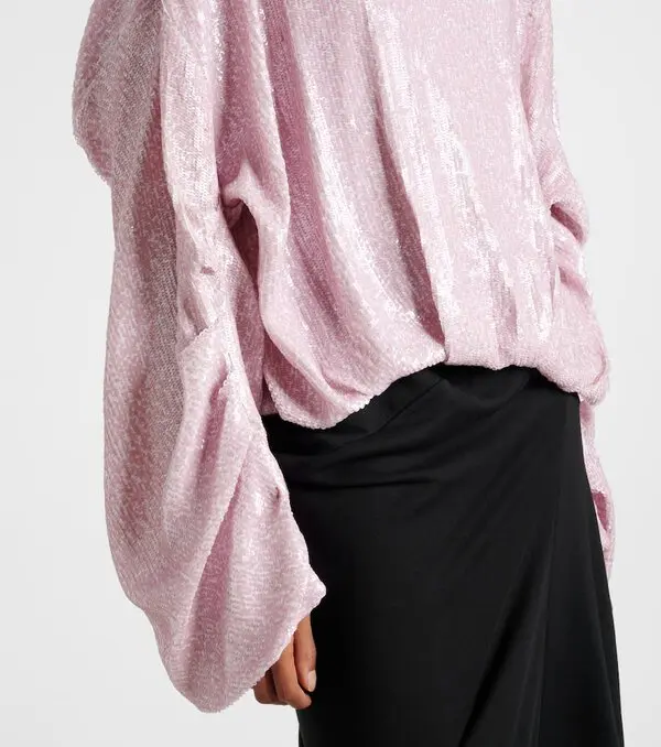 Dries Van Noten Sequined Gathered Blouse
