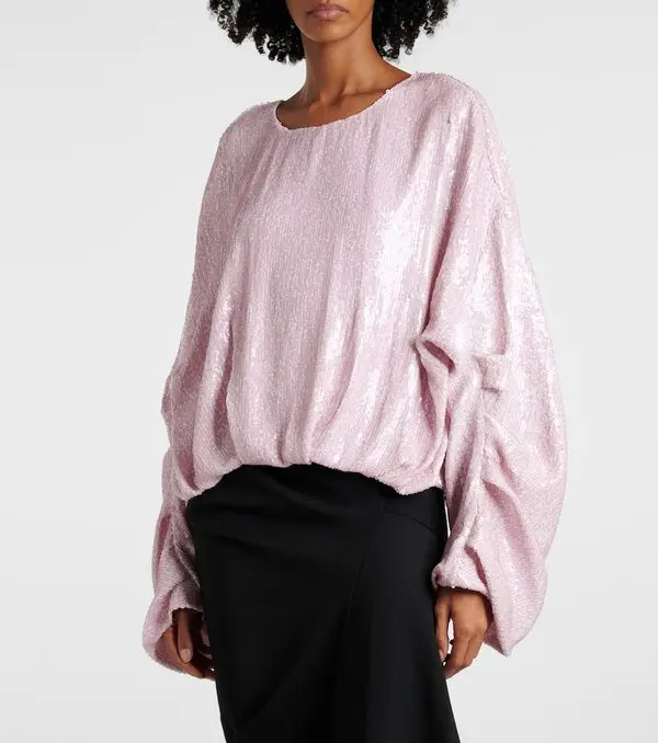 Dries Van Noten Sequined Gathered Blouse