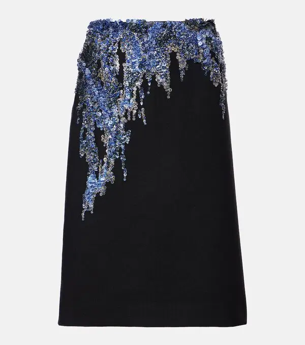 Dries Van Noten Sequined Wool-blend Midi Skirt