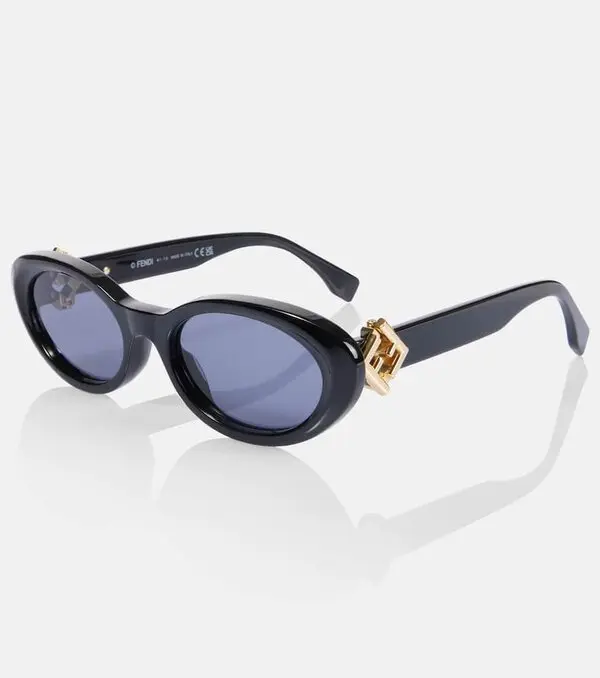 Fendi Ff Diamonds Oval Sunglasses - Black | Editorialist display picture 1