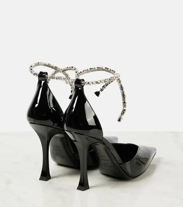 JIMMY CHOO Stevie 100 Embellished Patent Leather Pumps - Black