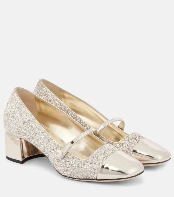 JIMMY CHOO Elisa 45 Glitter Pumps - Gold
