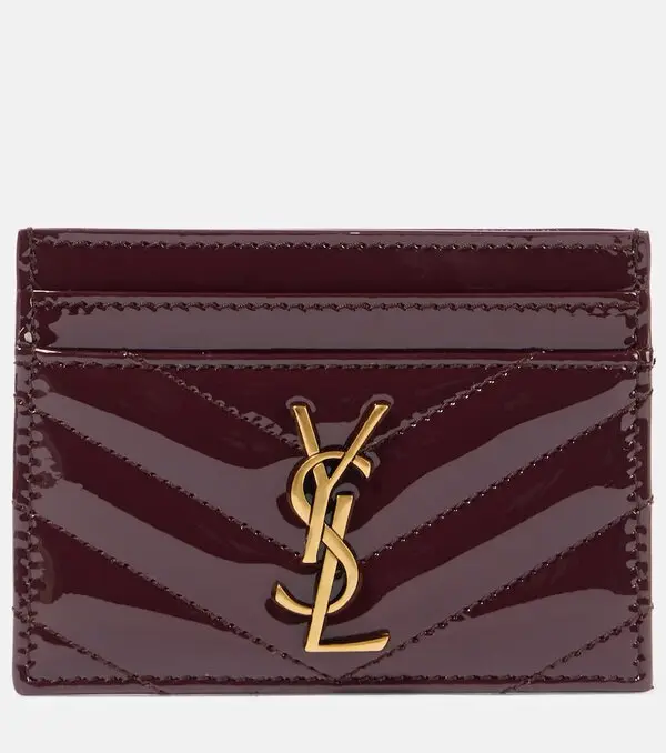 Saint Laurent Cassandre Patent Leather Card Holder - Burgundy
