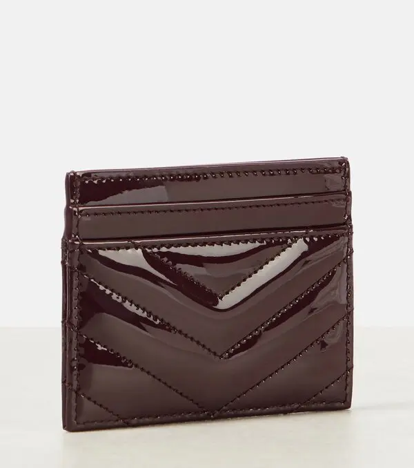 Saint Laurent Cassandre Patent Leather Card Holder - Burgundy