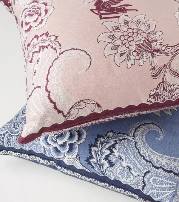 Etro Bloom Embroidered Cotton-blend Cushion - Blue