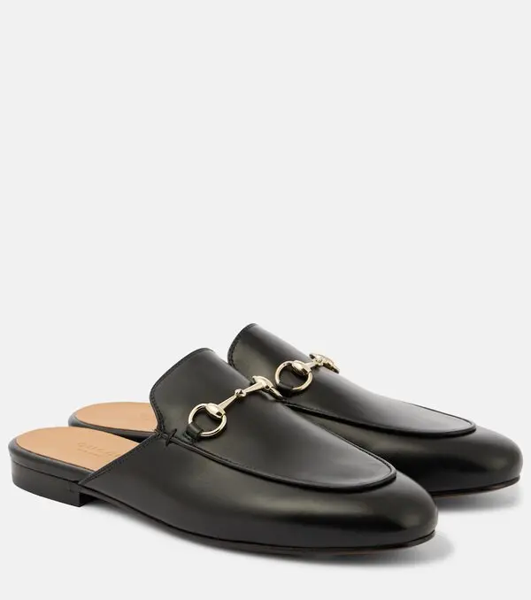 Gucci Princetown Horsebit Gg Leather Mules - Black