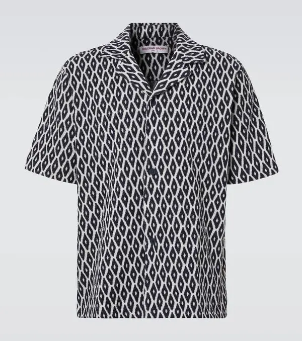 Orlebar Brown Printed Cotton-blend Terry Shirt - Black