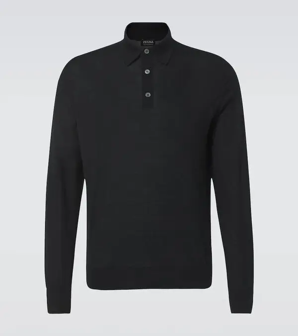 Zegna Wool Polo Shirt - Black