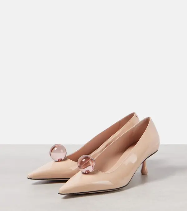 JIMMY CHOO Orb 50 Embellished Patent Leather Pumps - Pink