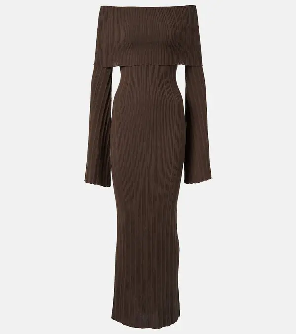 AYA MUSE Off-shoulder Maxi Dress - Brown