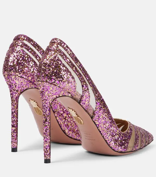 AQUAZZURA The Spy 105 Glitter Mesh Pumps