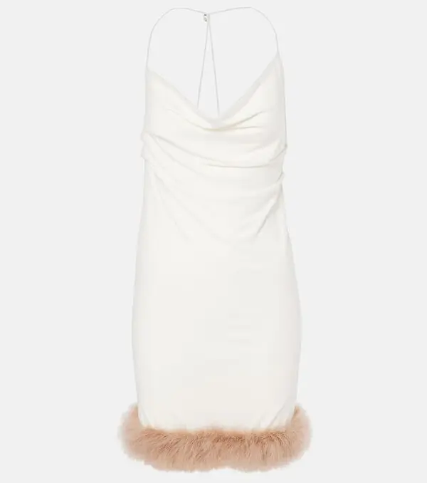 Coperni Boa Feather-trimmed Minidress - White
