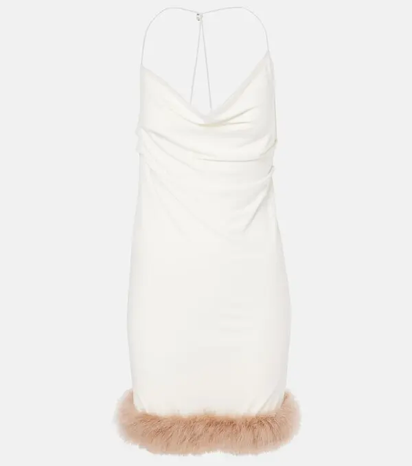 Coperni Feather-trimmed Jersey Minidress