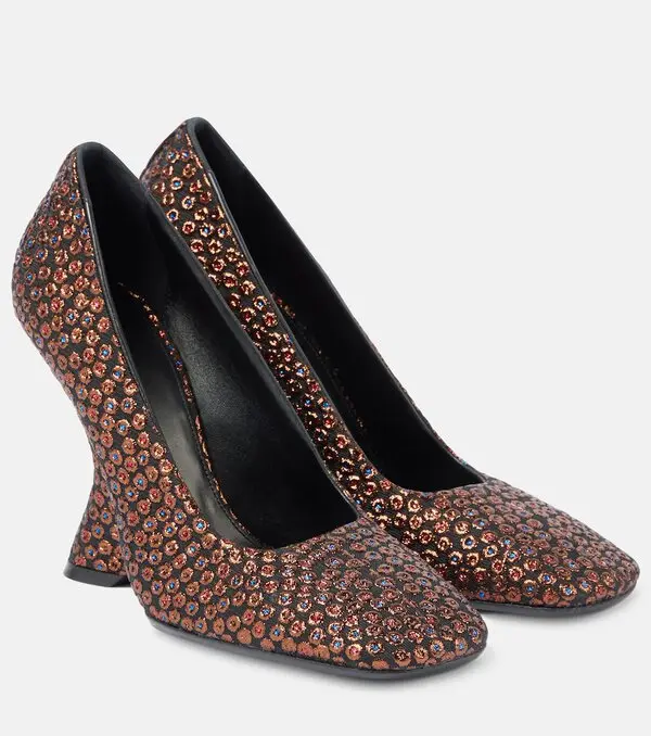 Dries Van Noten Jacquard Wedge Pumps - Brown